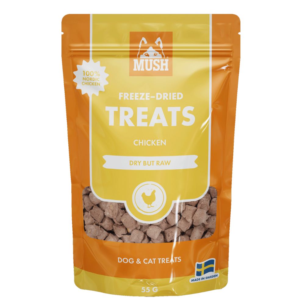MUSH Treats Kylling 55 g – Frysetørrede Godbidder til Hunde